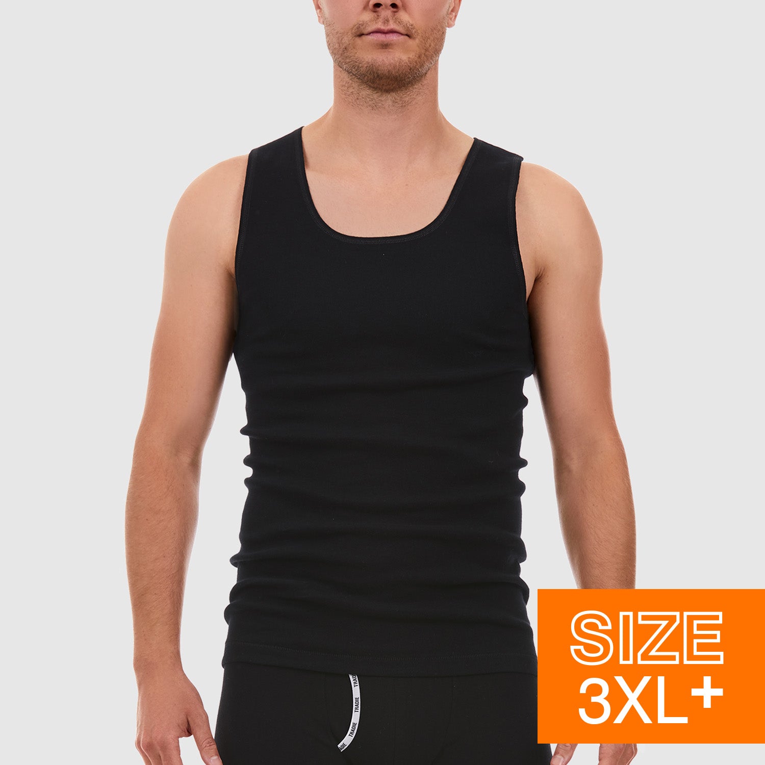 Big Fella Mens Singlet - Black | TRADIE